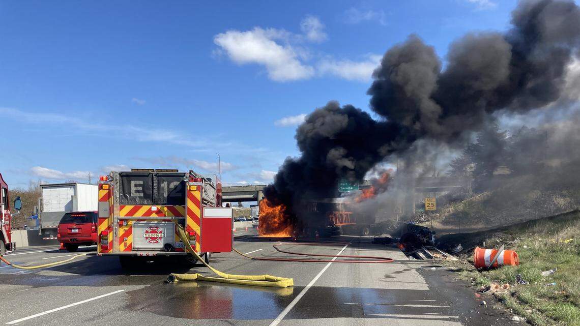 Fiery crash on I-5 in Fife reportedly caused by tired driver | Tacoma ...