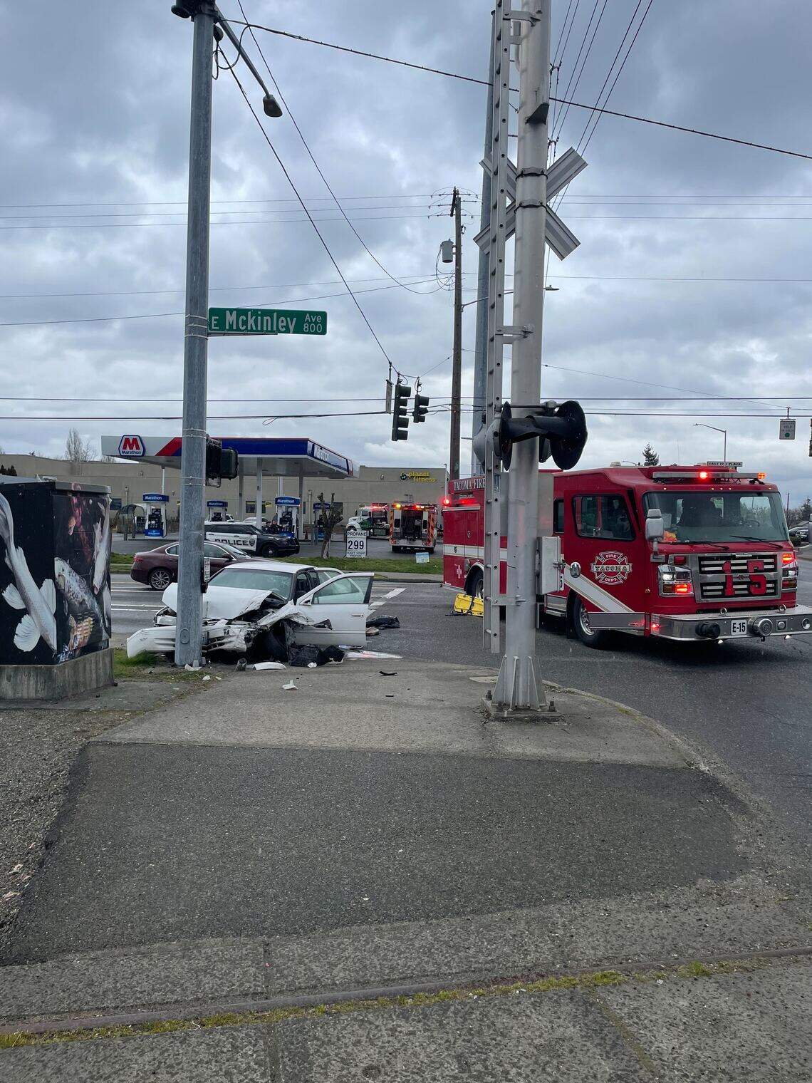Vehicle hits pole after crash involving three cars in Tacoma | Tacoma ...